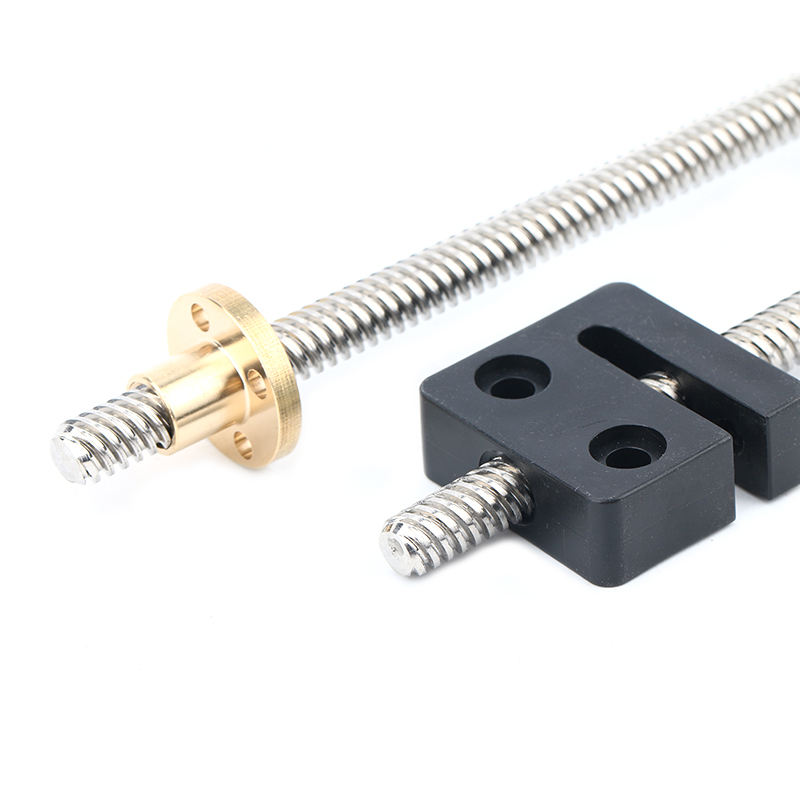 Tr8*2 Tr8x2 8mm trapezoidal thread lead screw with flange brass nut ...